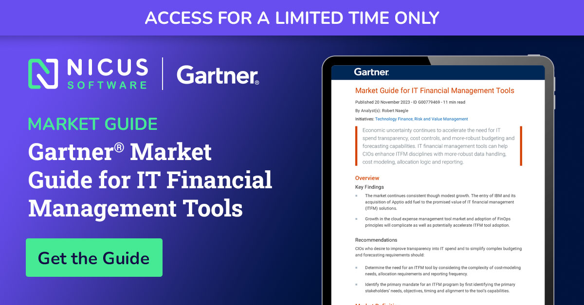 Report | Gartner Market Guide for IT Financial Management Tools Report | Gartner Market Guide for IT Financial Management Tools